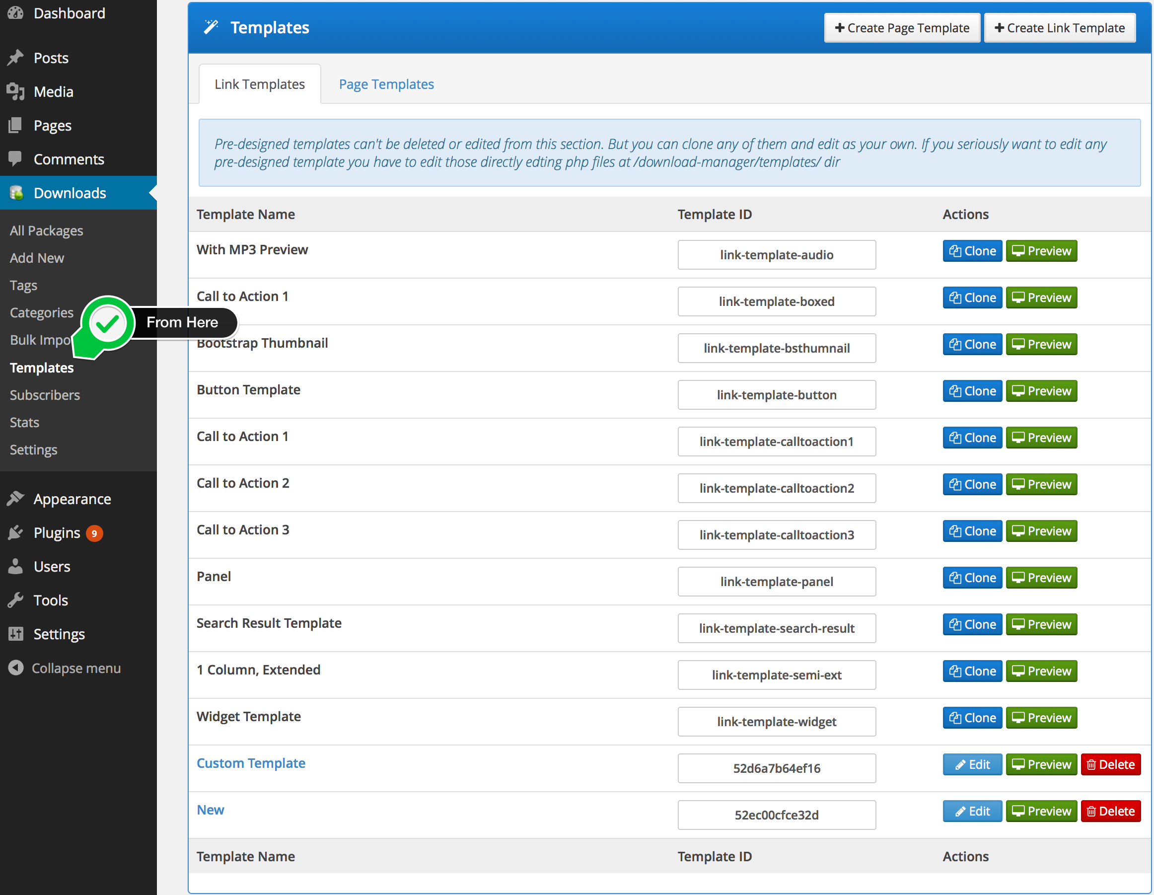 Templates Wordpress Download Manager