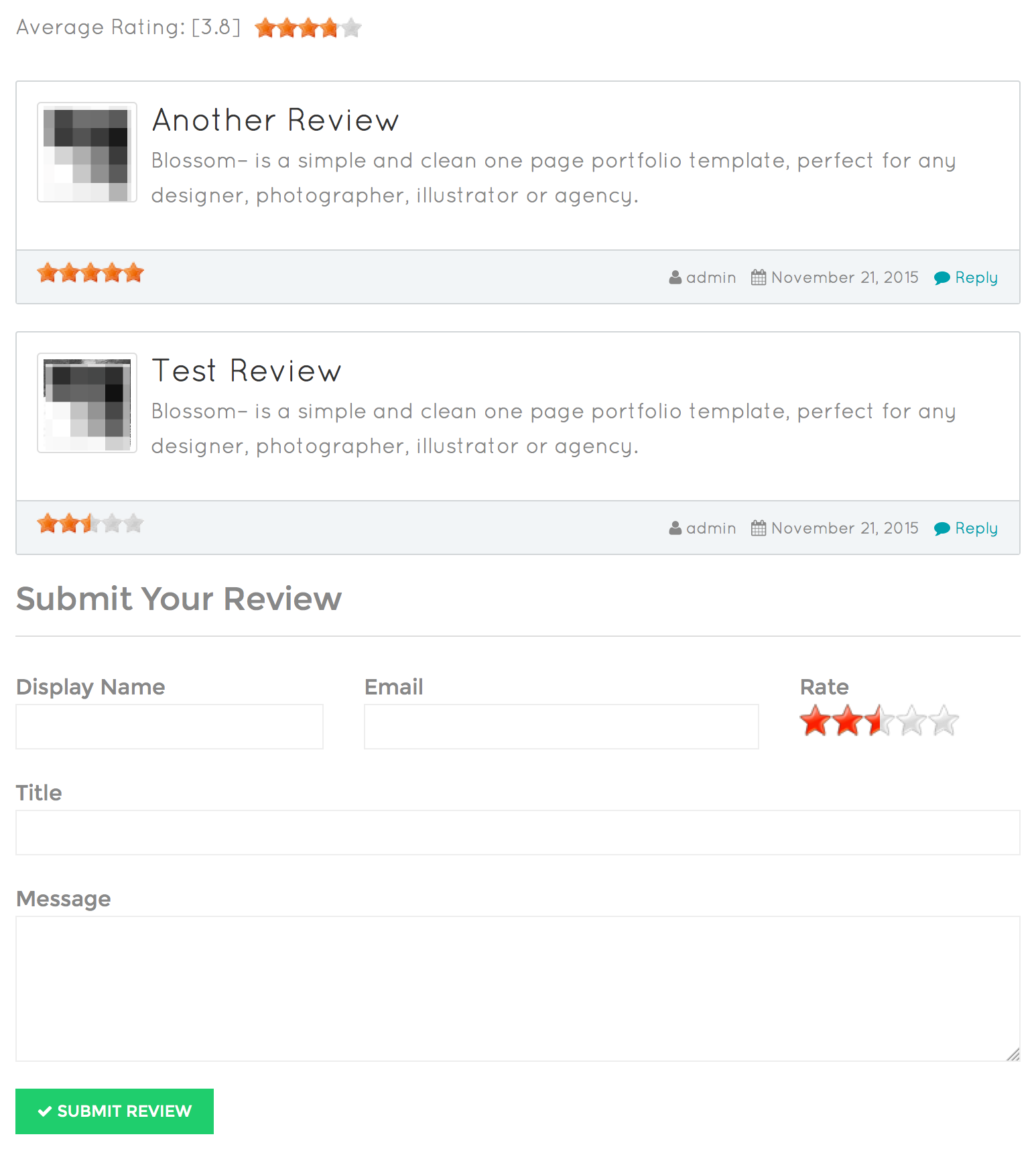 User Review Add-on - WordPress Download Manager