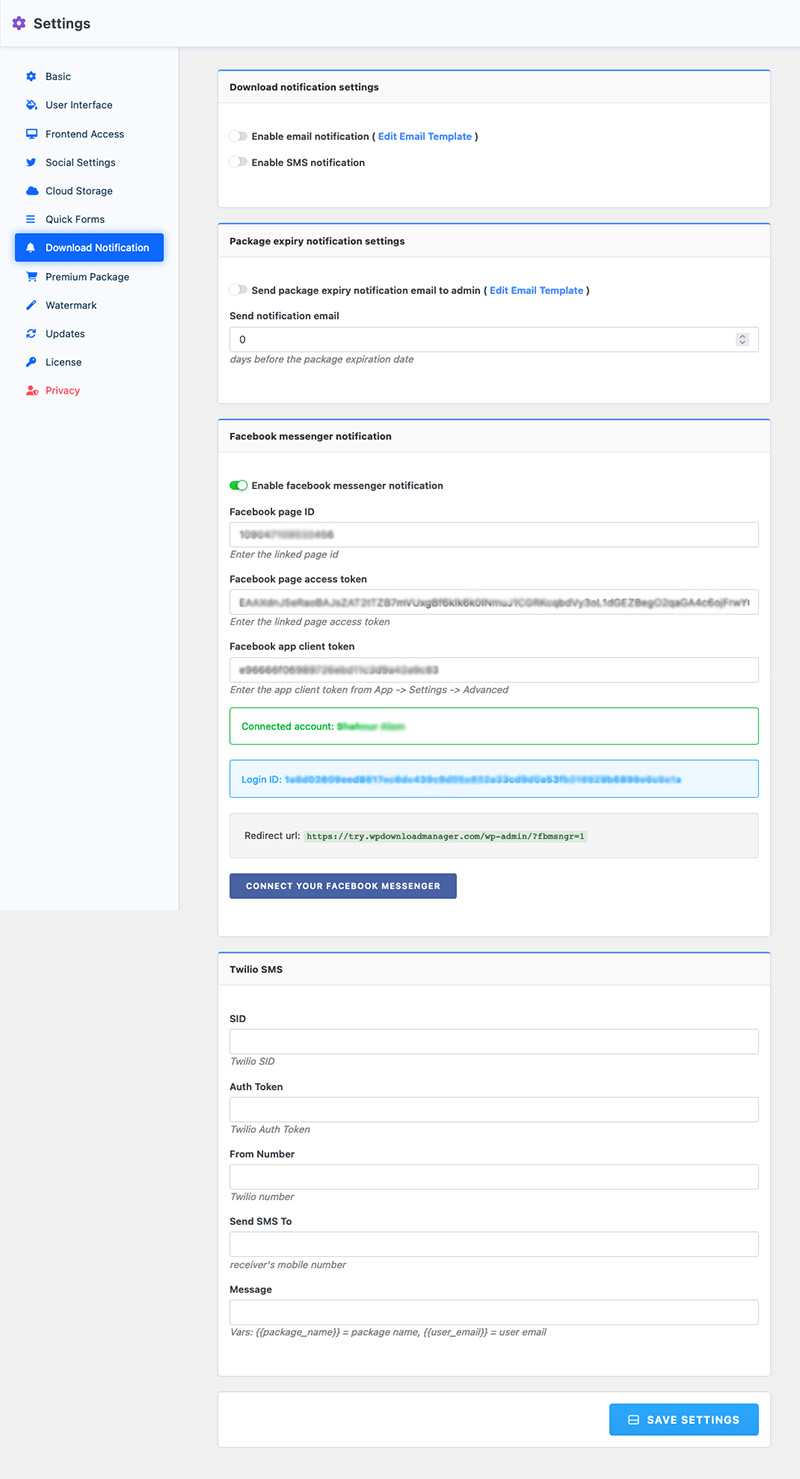 Download Notifications - WordPress Download Manager