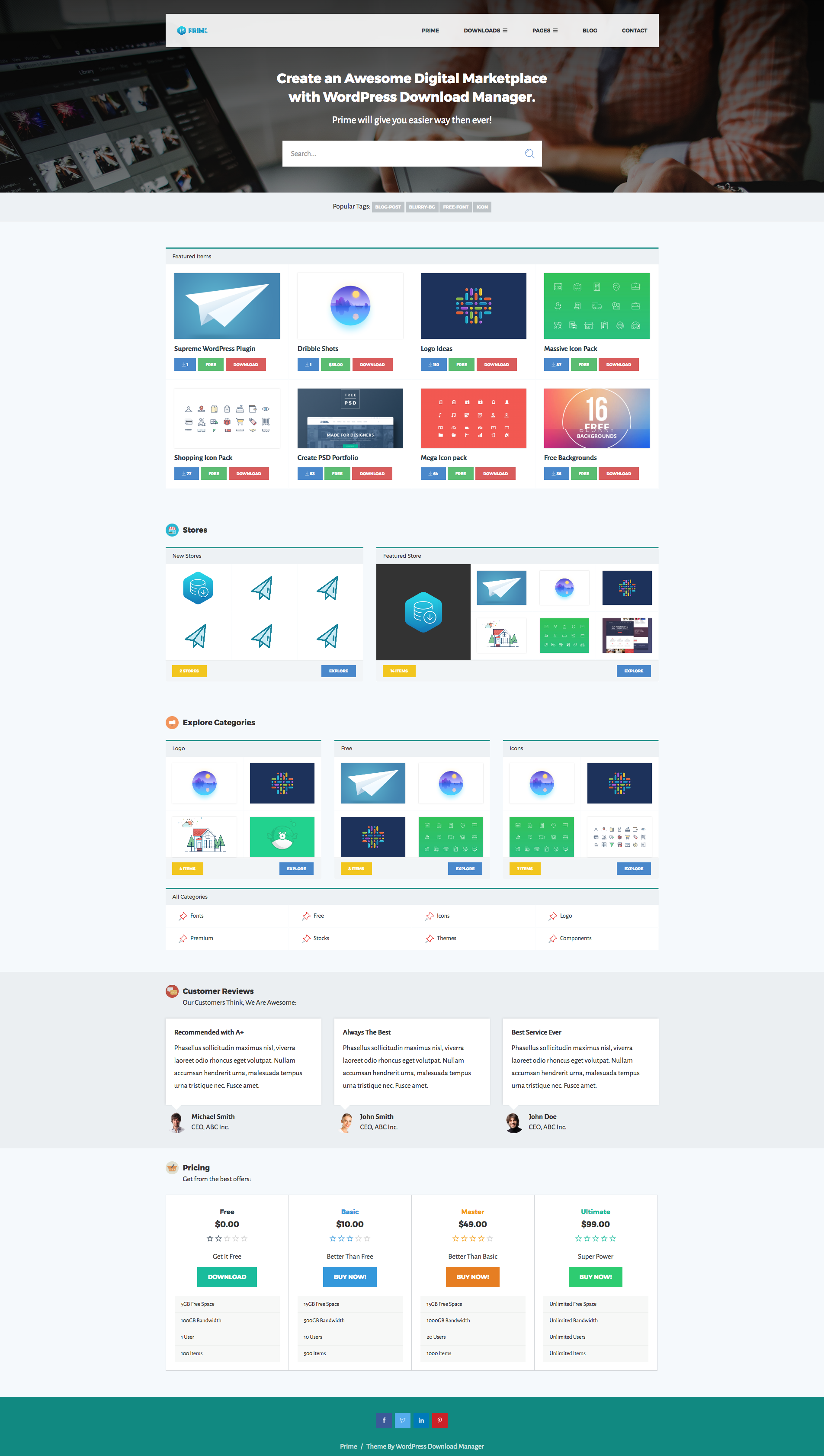 Prime WordPress Digital ECommerce Theme WordPress Download Manager